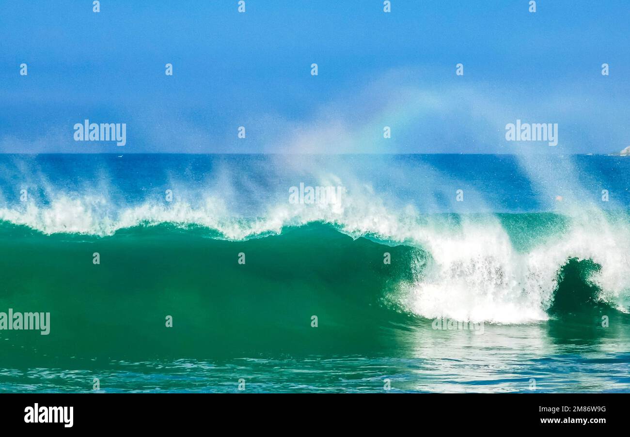 Extremely high huge waves with rainbow in Zicatela Puerto Escondido ...