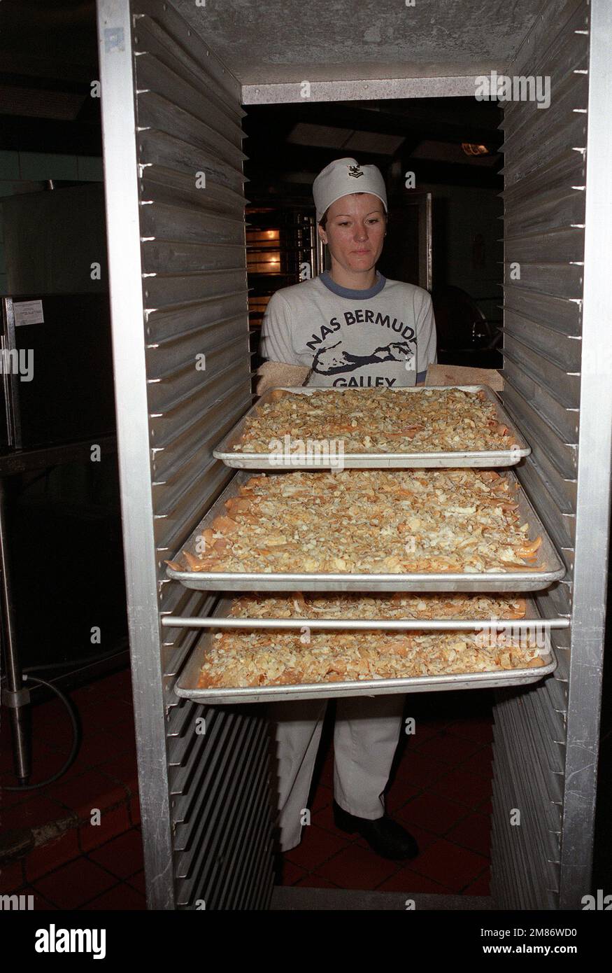 Mess Management SPECIALIST 2nd Class Rachel Phillips loads trays of ...