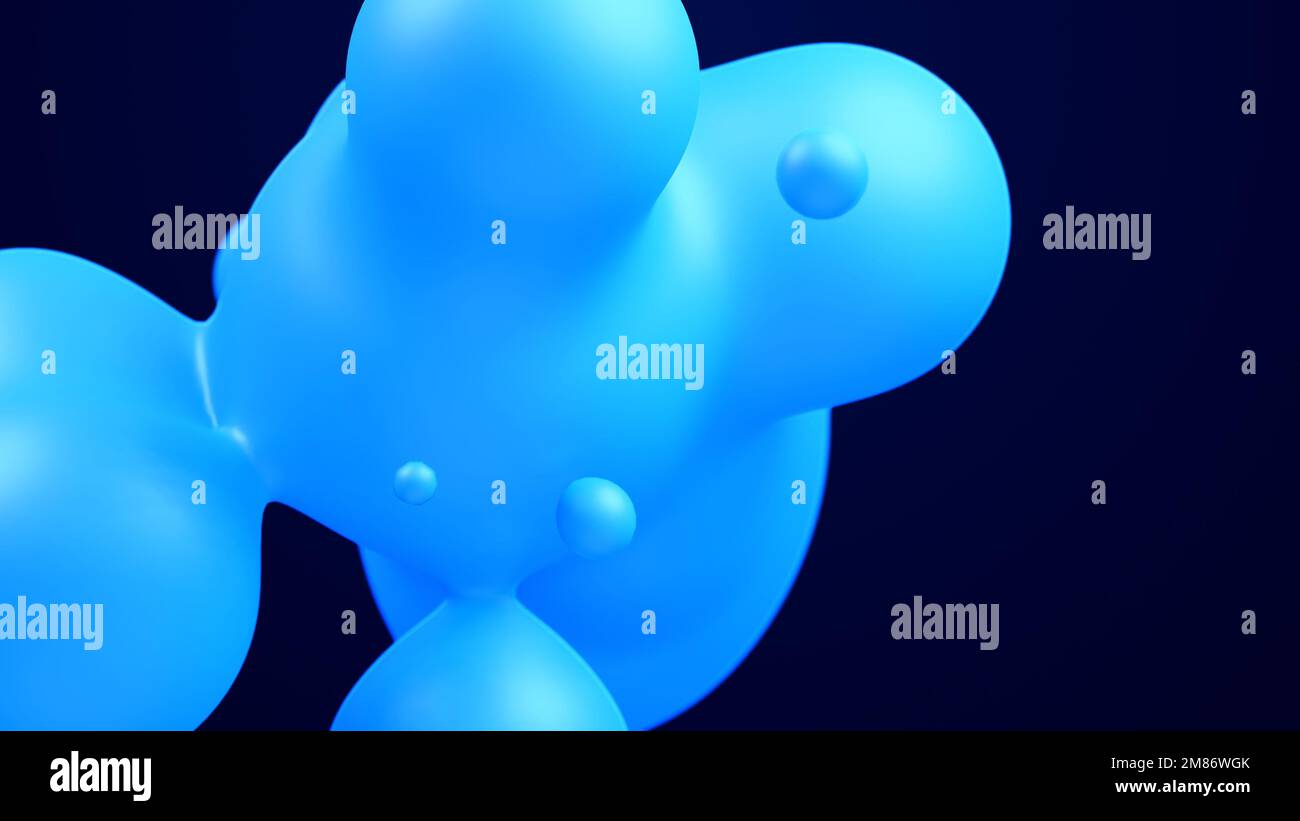 Metaverse 3d abstract background with droplets blue metaball molten wax ...
