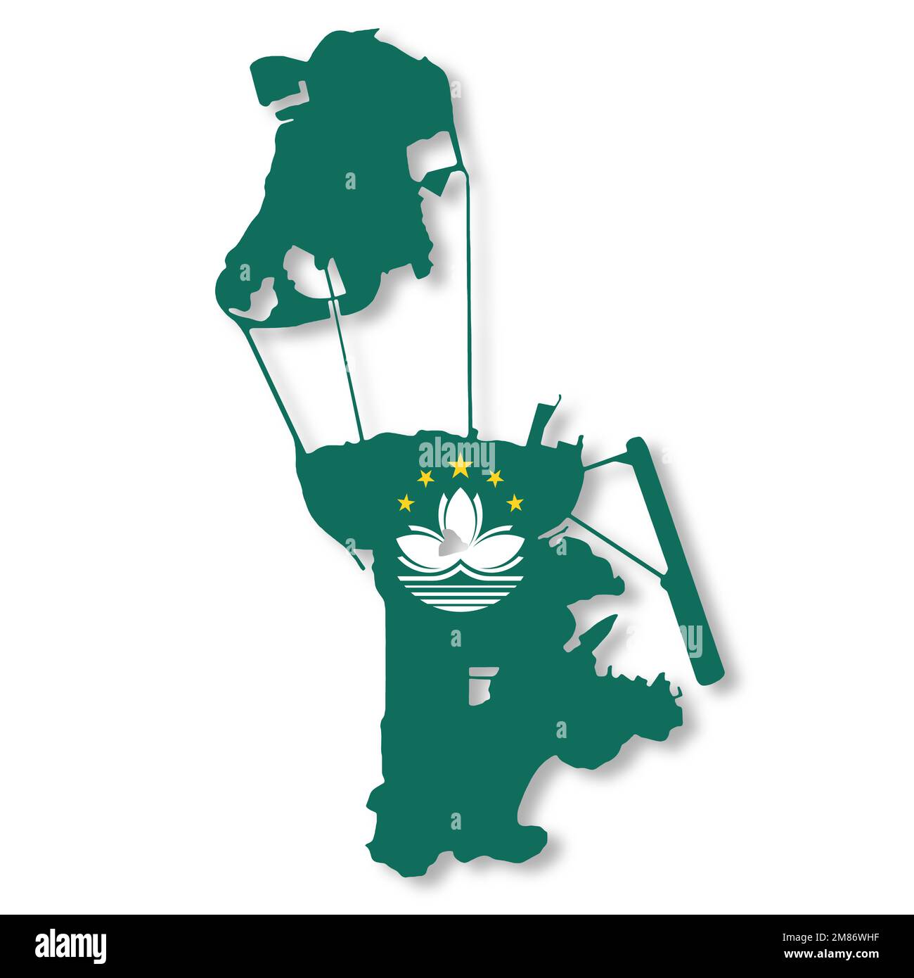 Macao flag map on white background with clipping path 3d illustration ...
