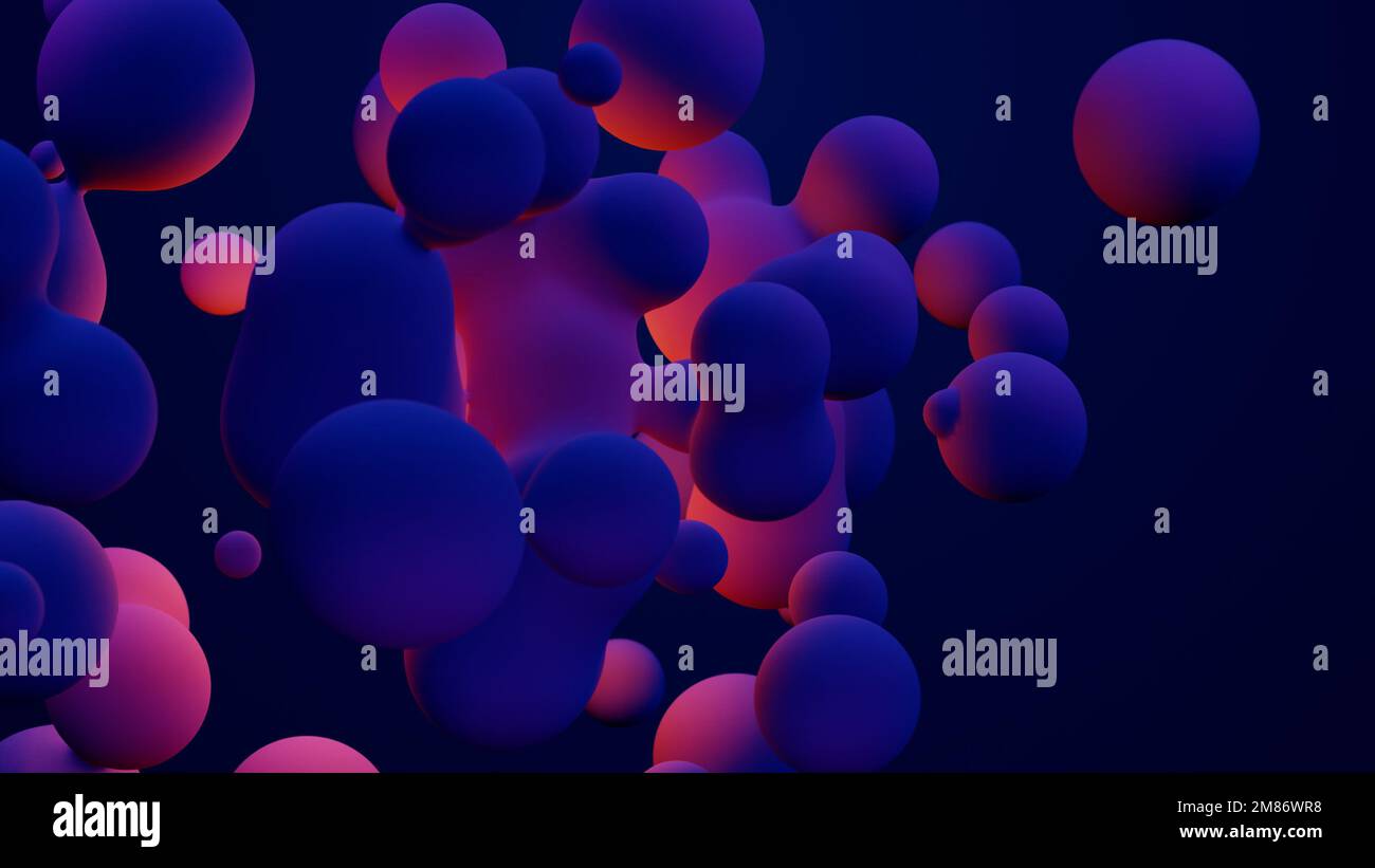 Metaverse 3d render morphing animation pink purple abstract metaball ...