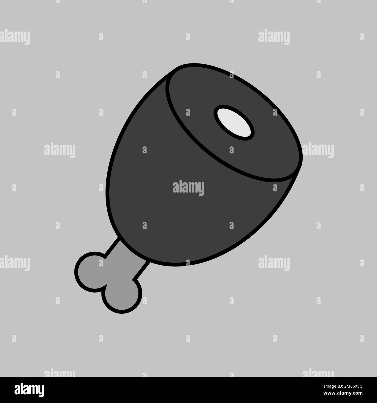 Meat leg isolated grayscale icon. Farm animal sign. Graph symbol for ...