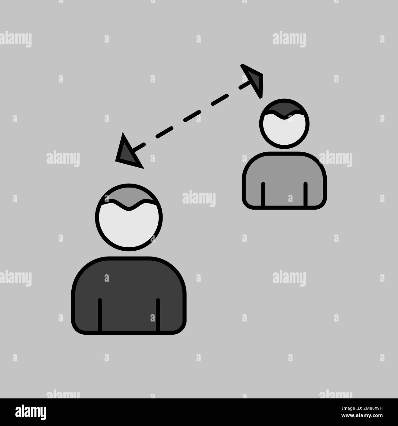 Social distancing grayscale icon vector. Quarantine measures sign ...