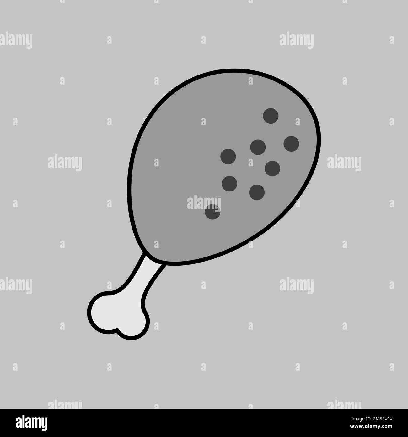 Chicken leg isolated grayscale icon. Farm animal sign. Graph symbol for ...