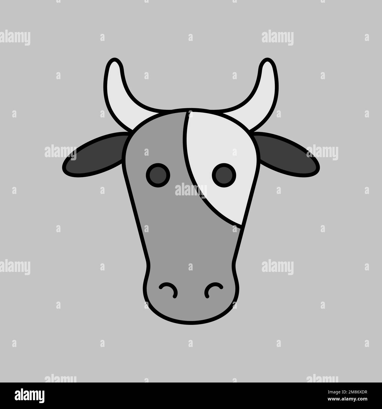 Cow isolated grayscale icon. Animal head. Farm sign. Graph symbol for ...