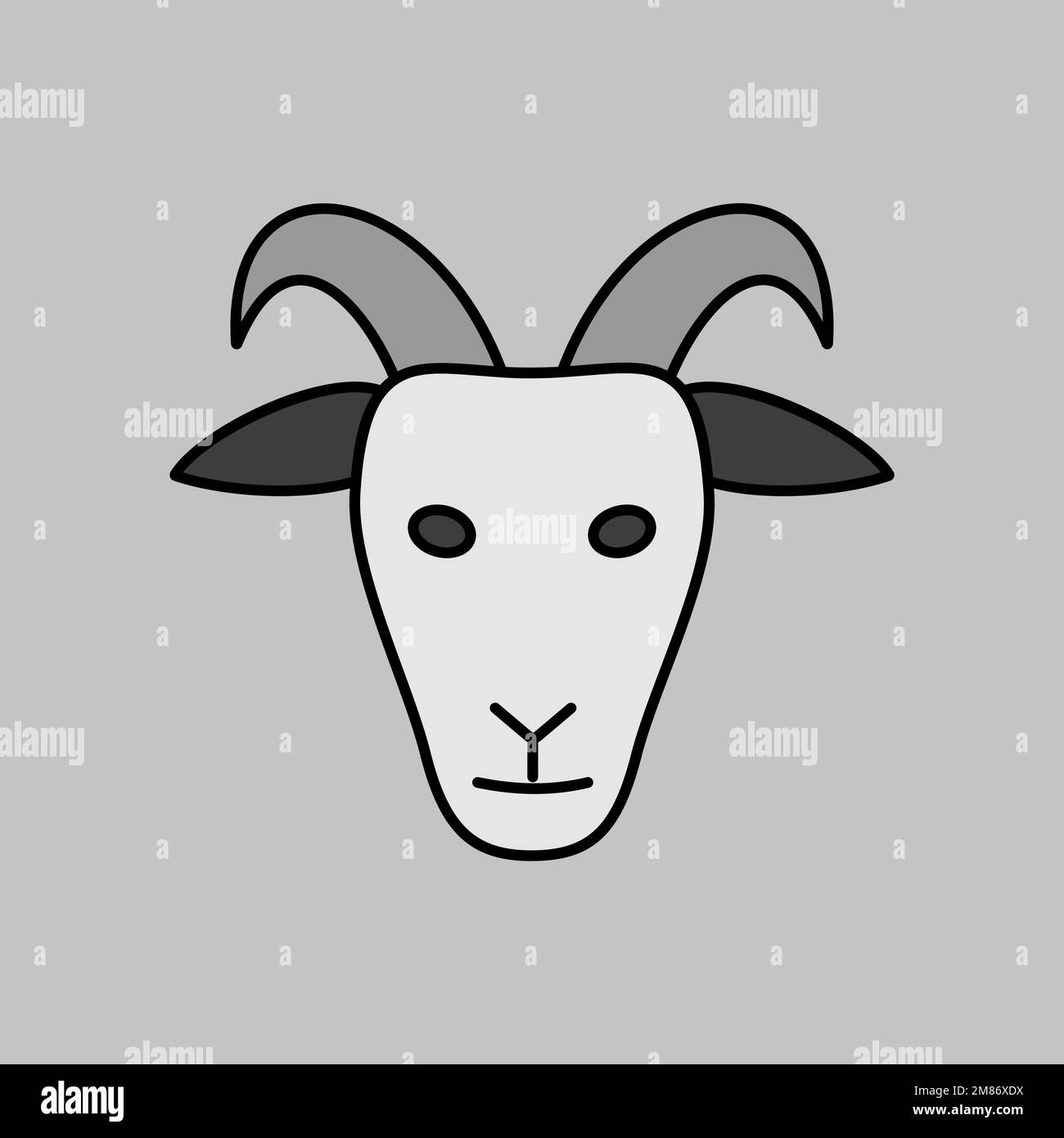 Goat isolated grayscale icon. Animal head. Farm sign. Graph symbol for ...
