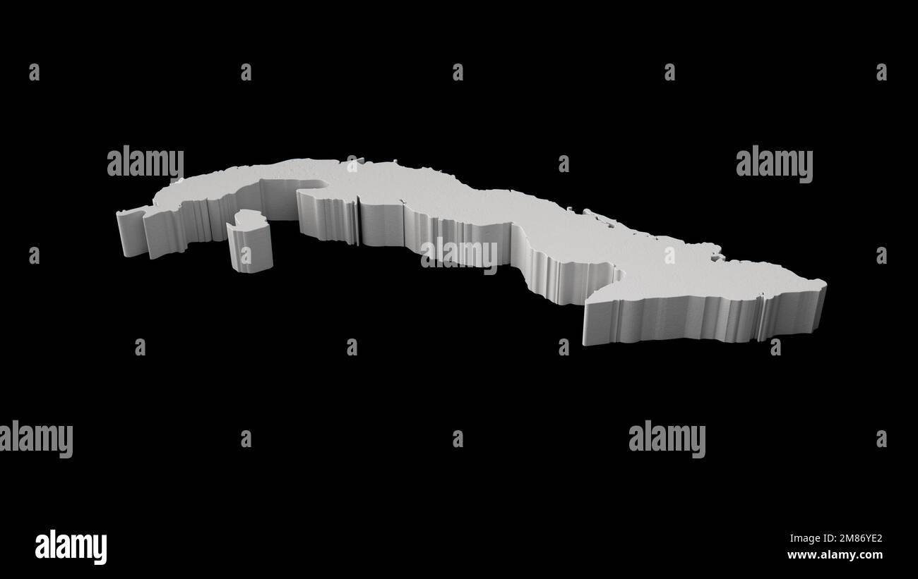 A 3d rendering of a map of Cuba isolated on a black background Stock ...