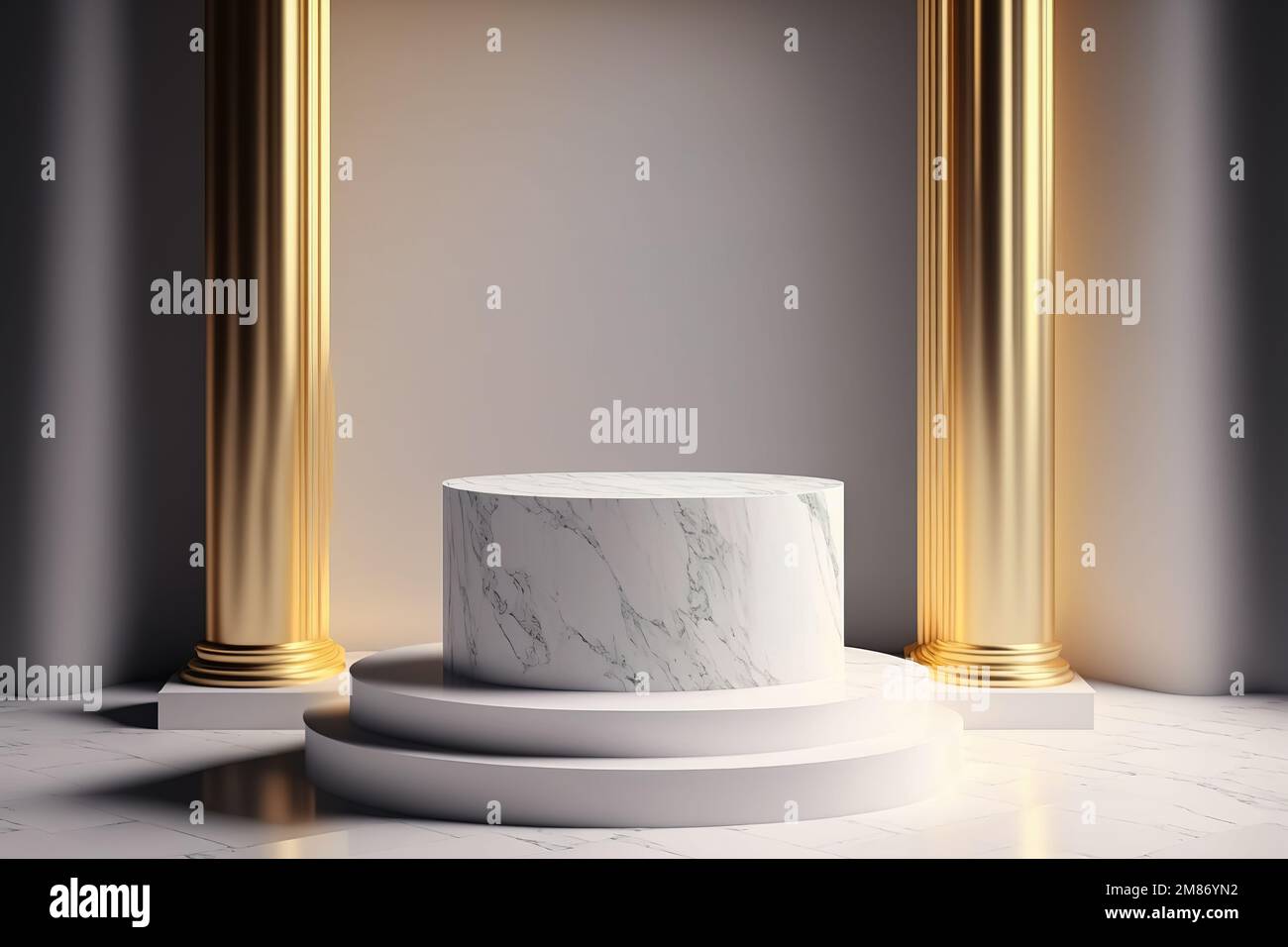 Product podium with marble. Gold finish product display stand Stock ...