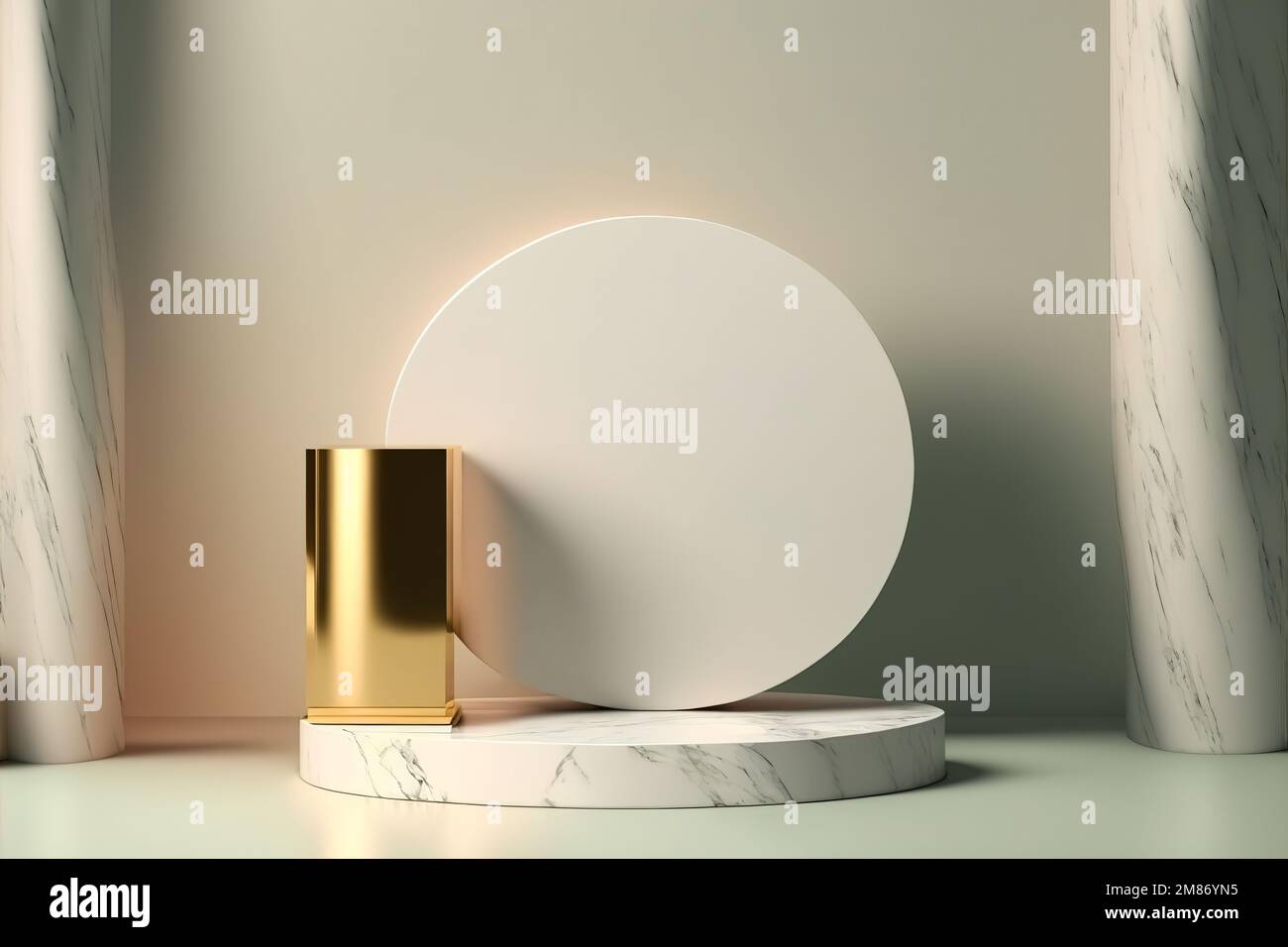 Product podium with marble. Gold finish product display stand Stock ...