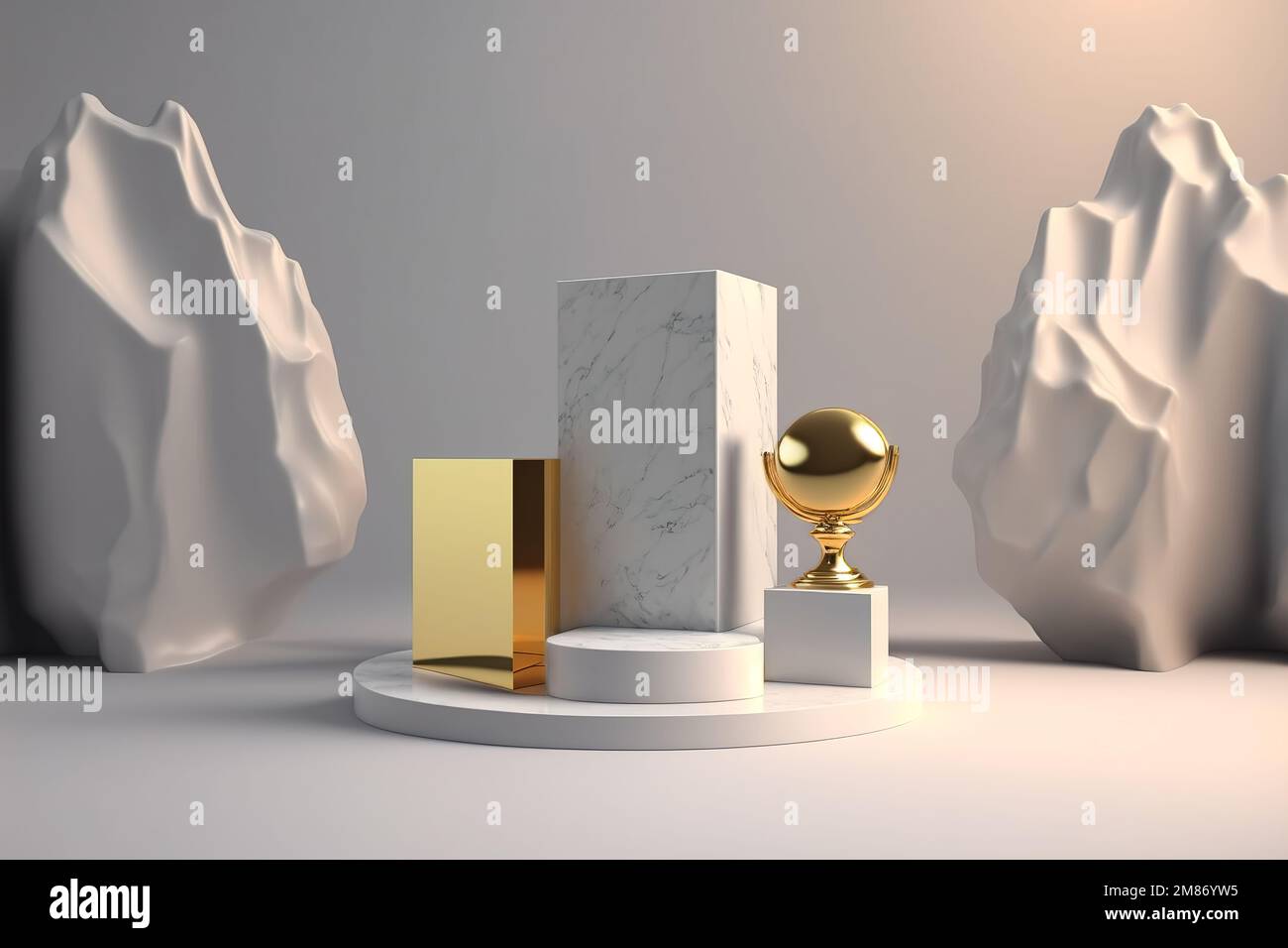 Product podium with marble. Gold finish product display stand Stock ...