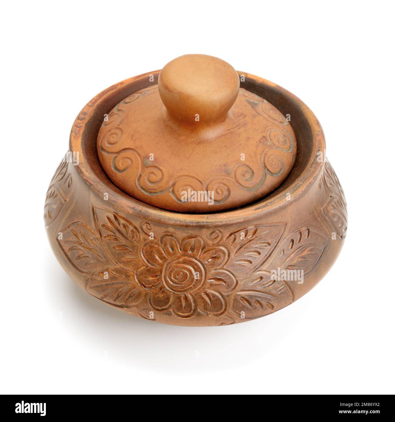 Clay pot isolated on white background. Eco-friendly household utensils ...