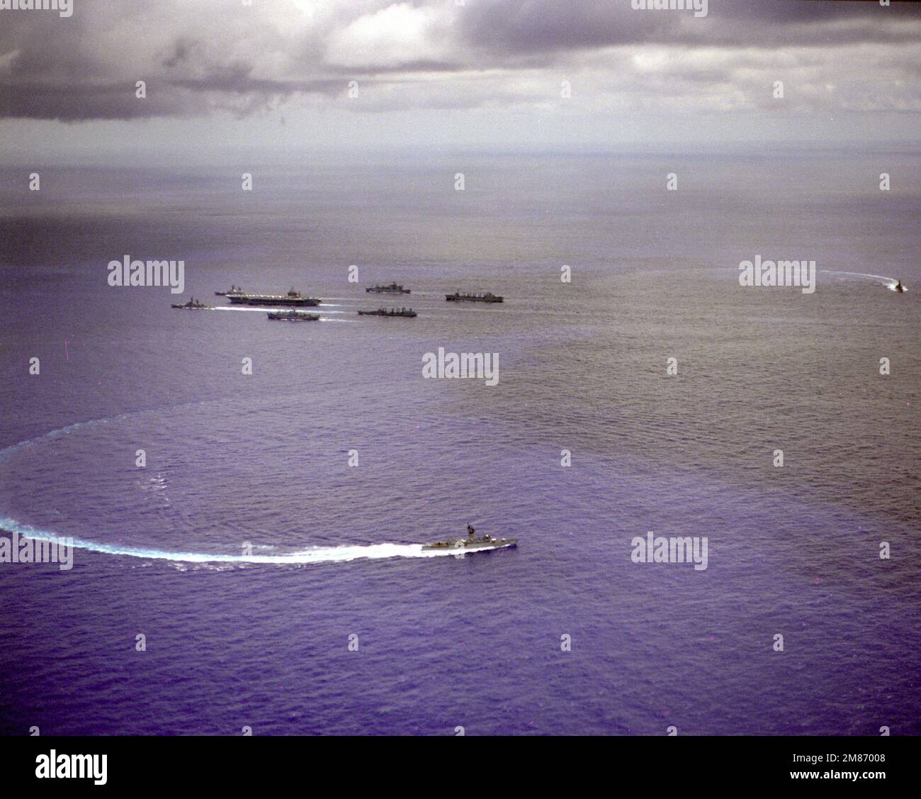 An aerial view of ships of Battle Group Charlie fanning out during ...
