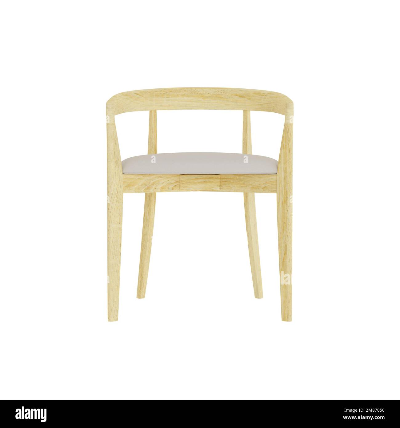 3D rendering Wood Minimal Chair White Leather Seat on White Background ...