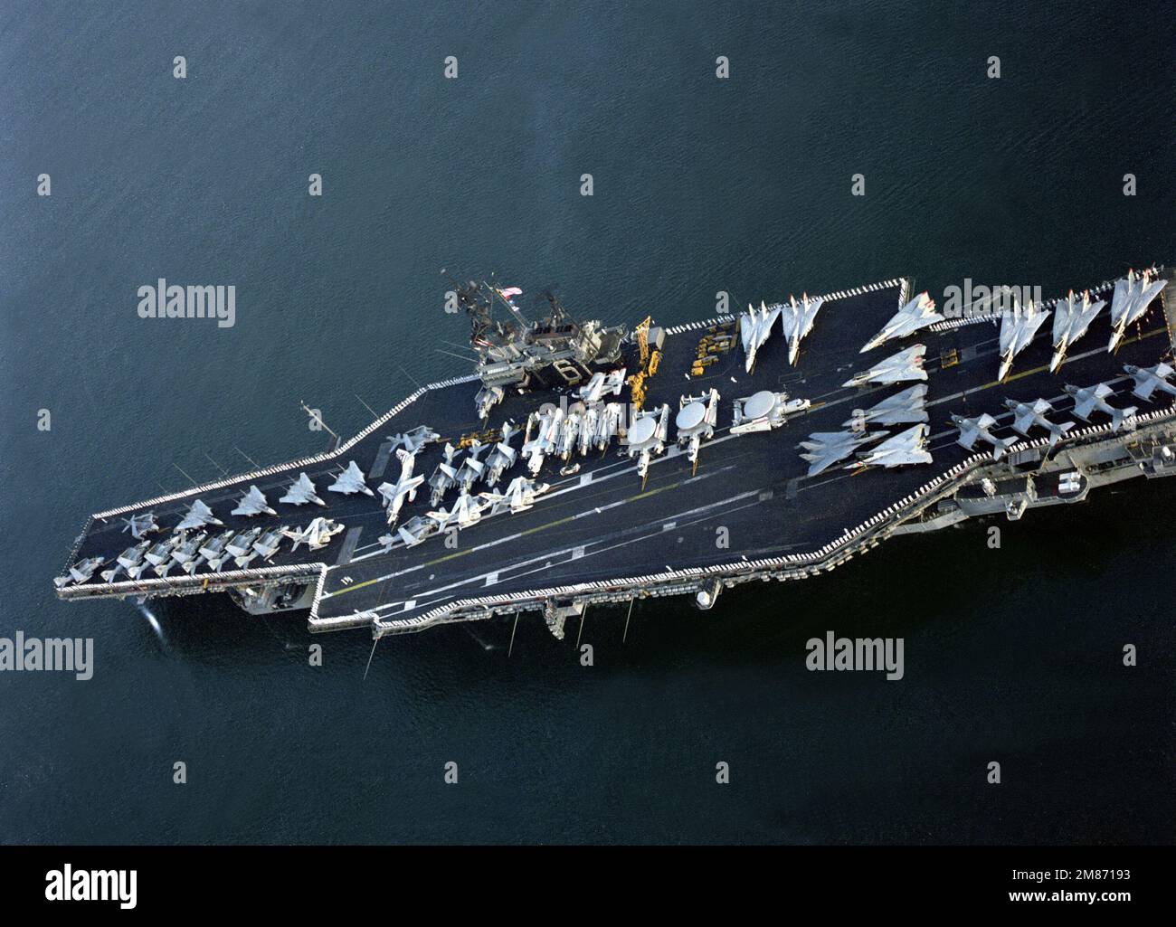 Crew members man the rails as the aircraft carrier USS RANGER (CV-61 ...