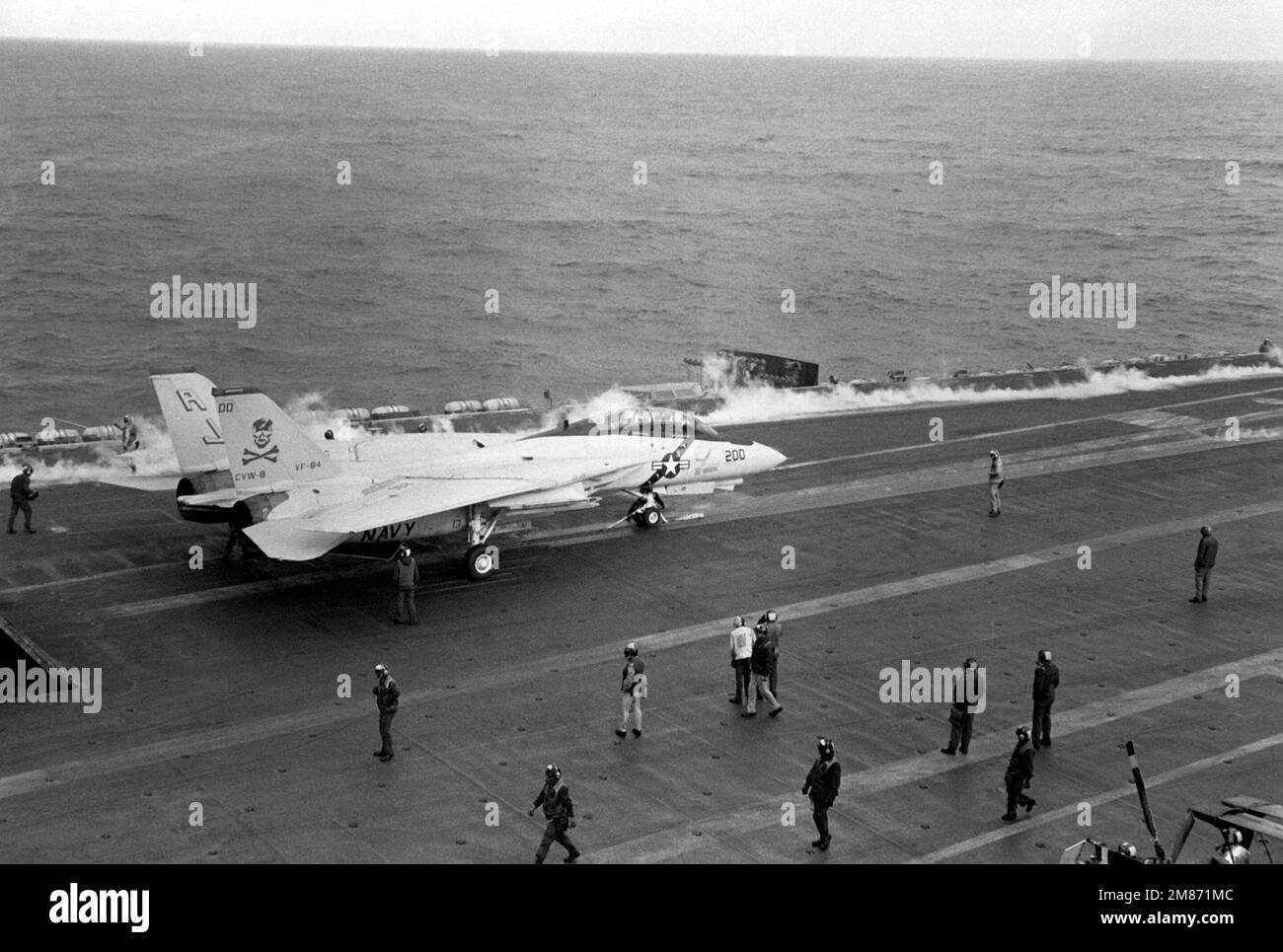 With steam still rising from the tracks of the No. 4 waist catapult ...