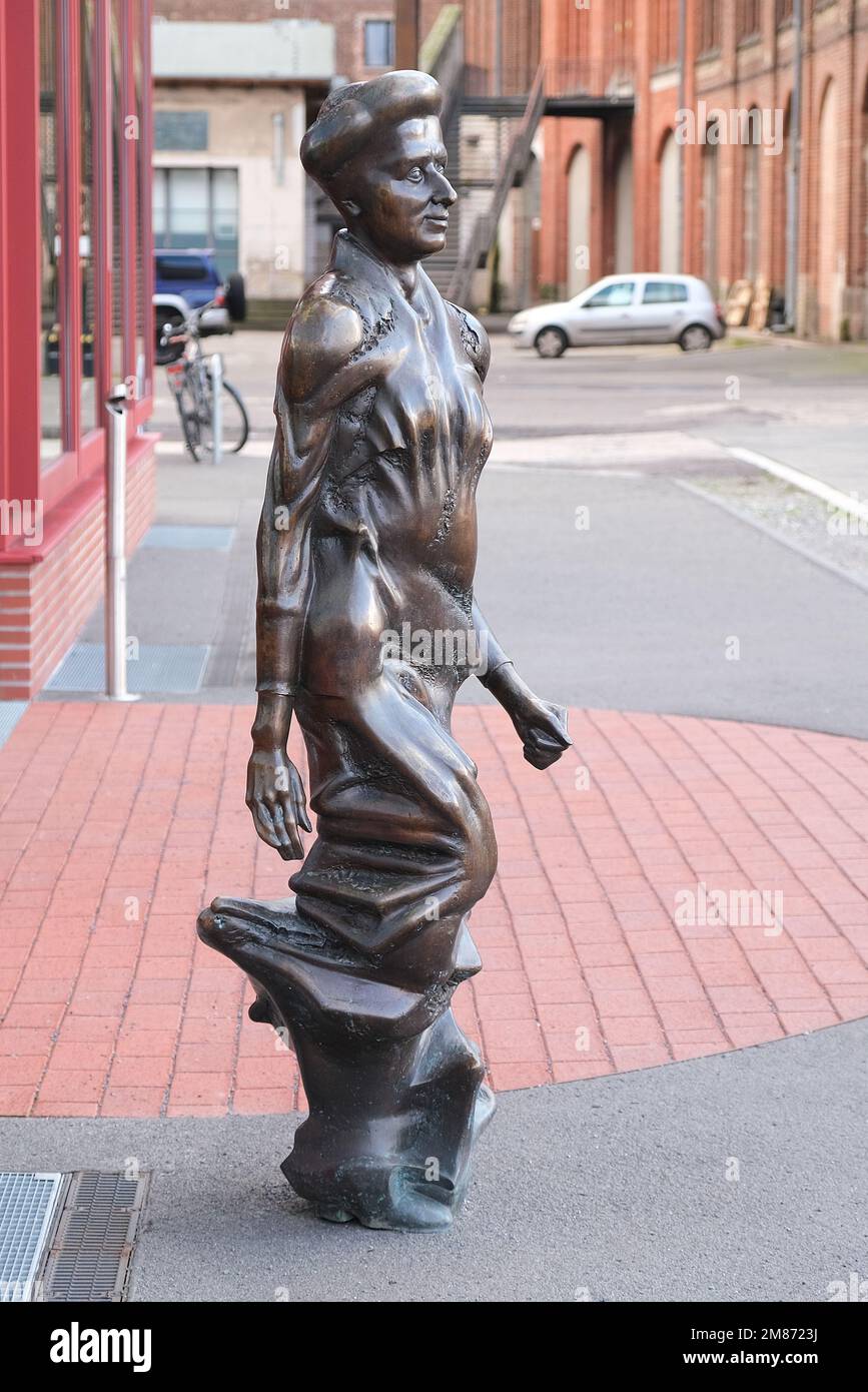 Berlin, Germany, January 5, 2023, bronze statue of Rosa Luxemburg in ...