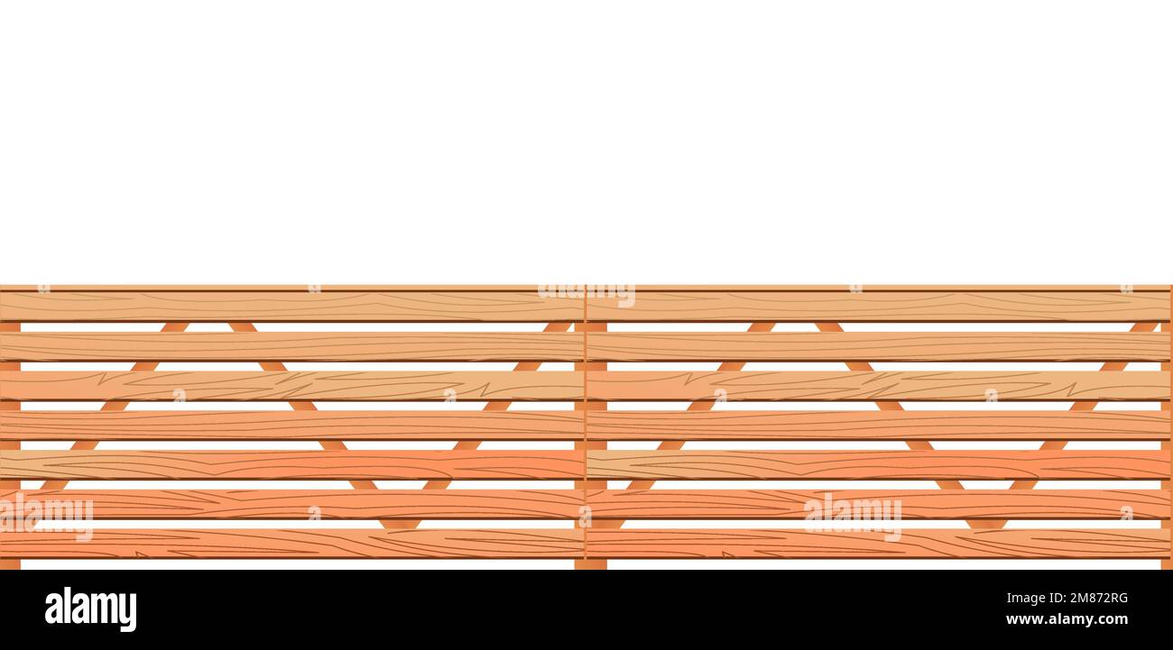 New unpainted wooden fence made of boards and picket fence. Horizontal ...