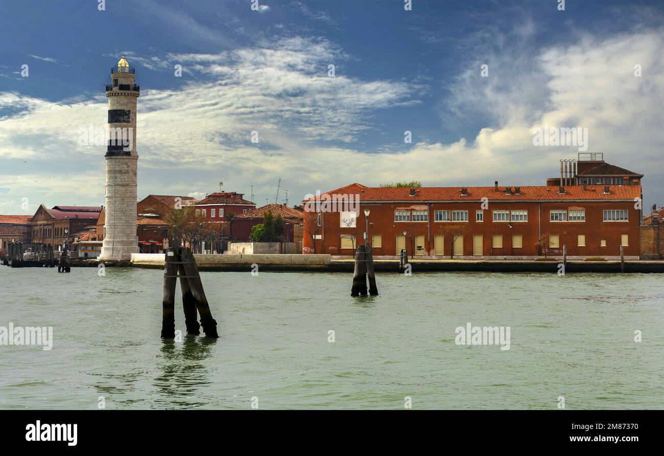 Island Murano in Venetian lagoon with its lighthouse Stock Photo - Alamy