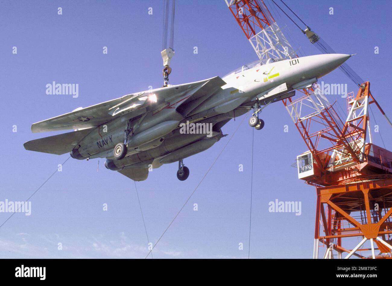 A fighter squadron 211 vf 211 f 14a tomcat aircraft is hoisted hi-res ...