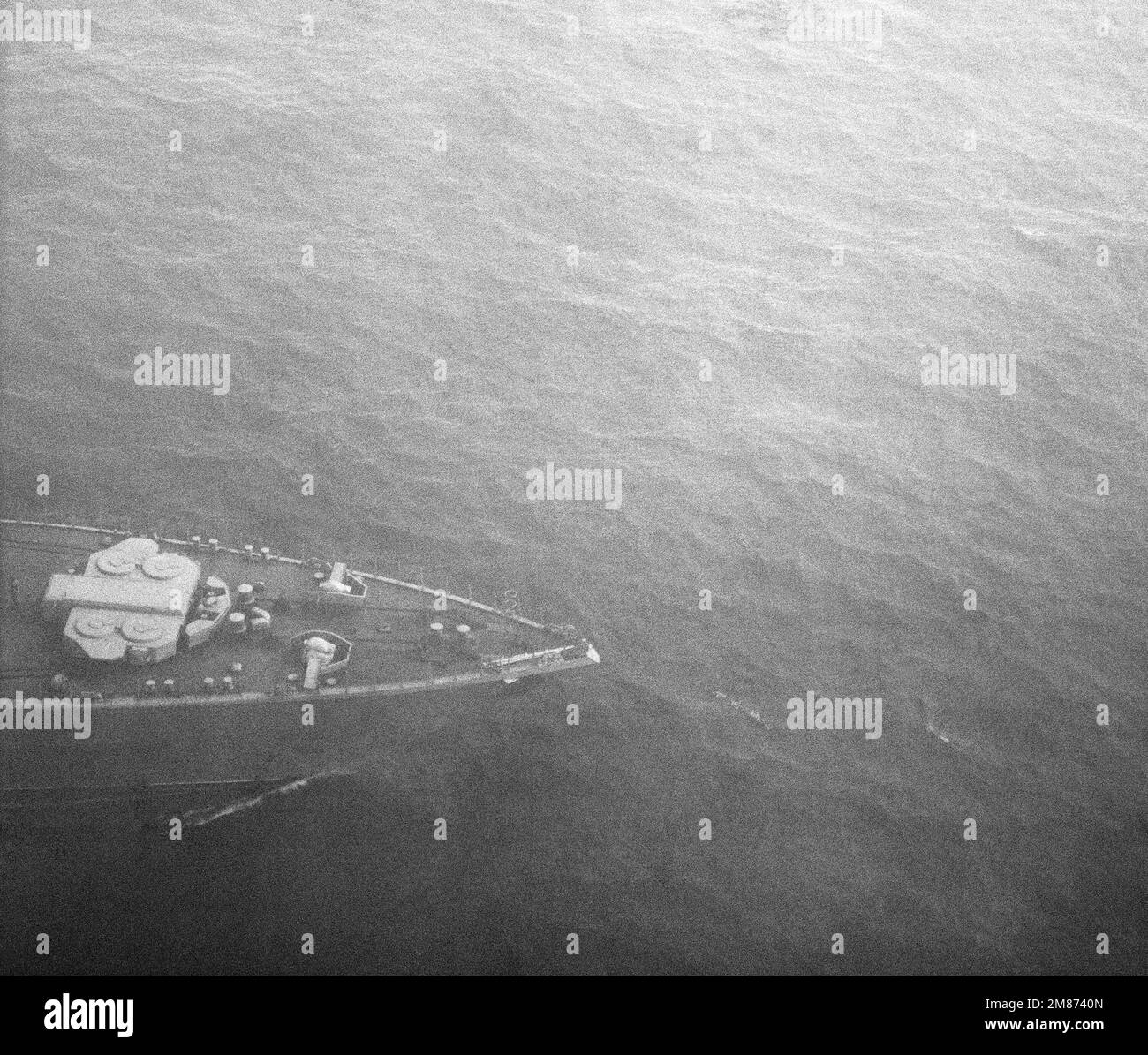 A starboard view of the bow of the Soviet Udaloy class guided missile ...