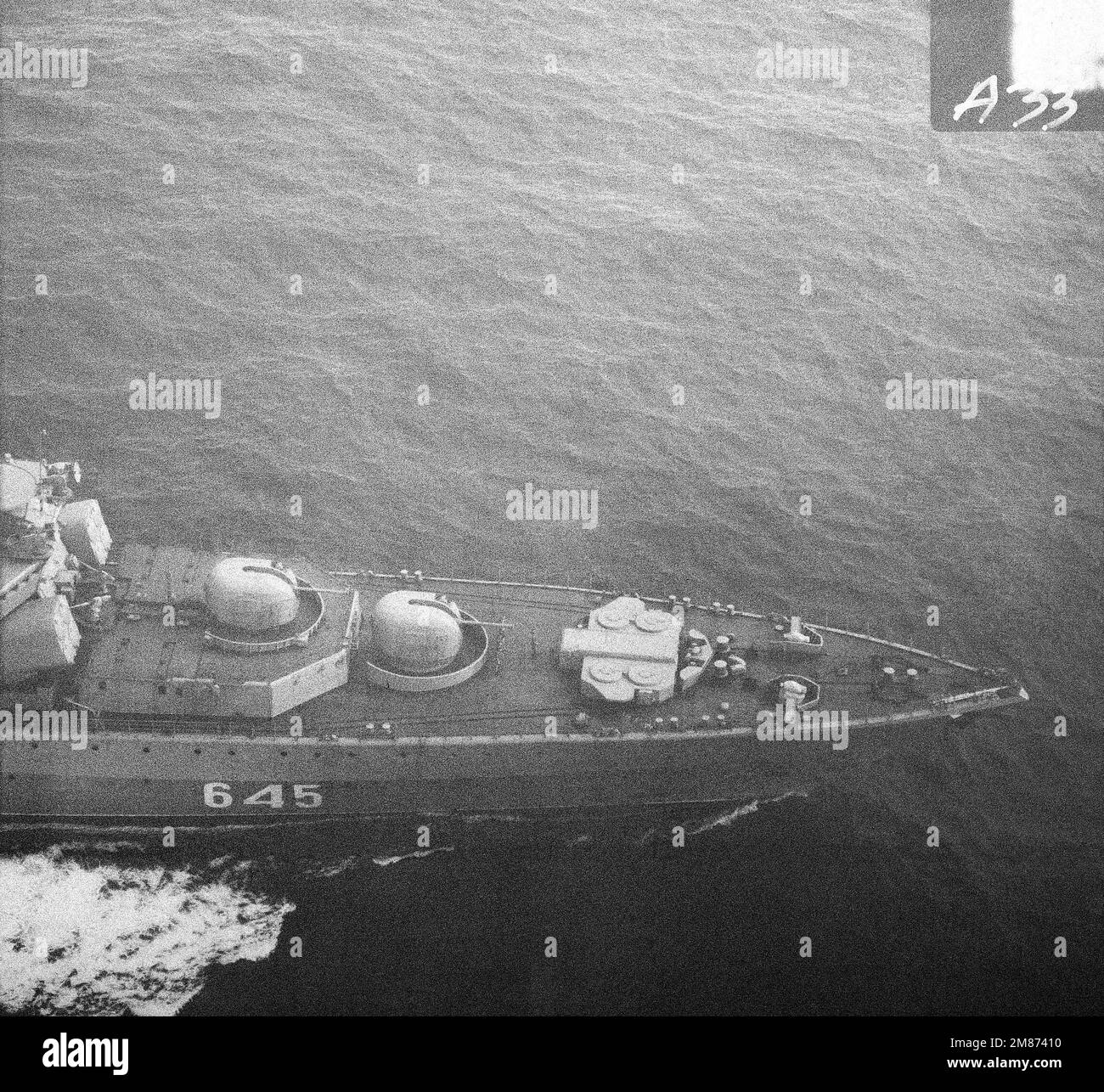 A starboard view of the bow section of the Soviet Udaloy class guided ...