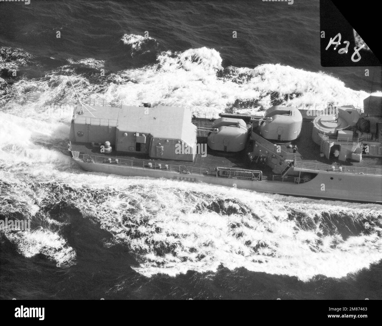 A starboard view of the stern section of the Soviet Krivak T class ...