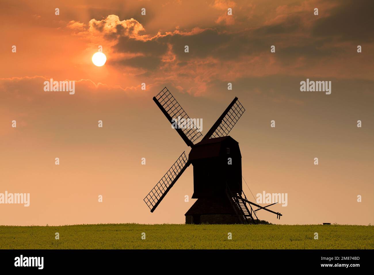 Sunset over Stevington Windmill; Stevington village; Bedfordshire ...
