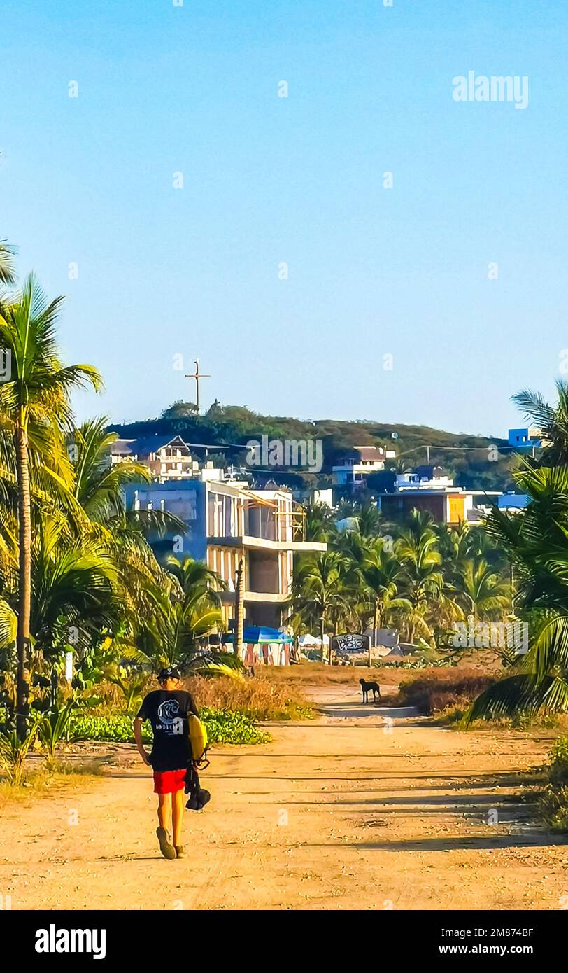 nature cliffs rocks meadow beach waves and palm trees in La Punta ...