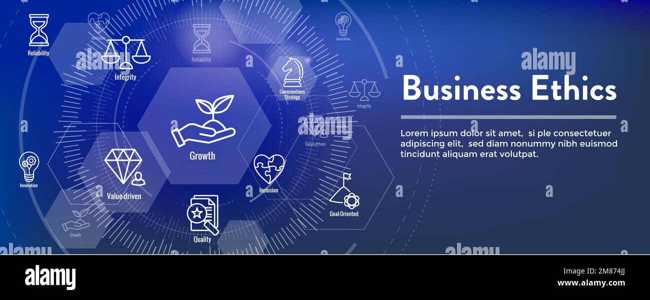 Business and Corporate Ethics Showing Company Values Icon Set with Web ...