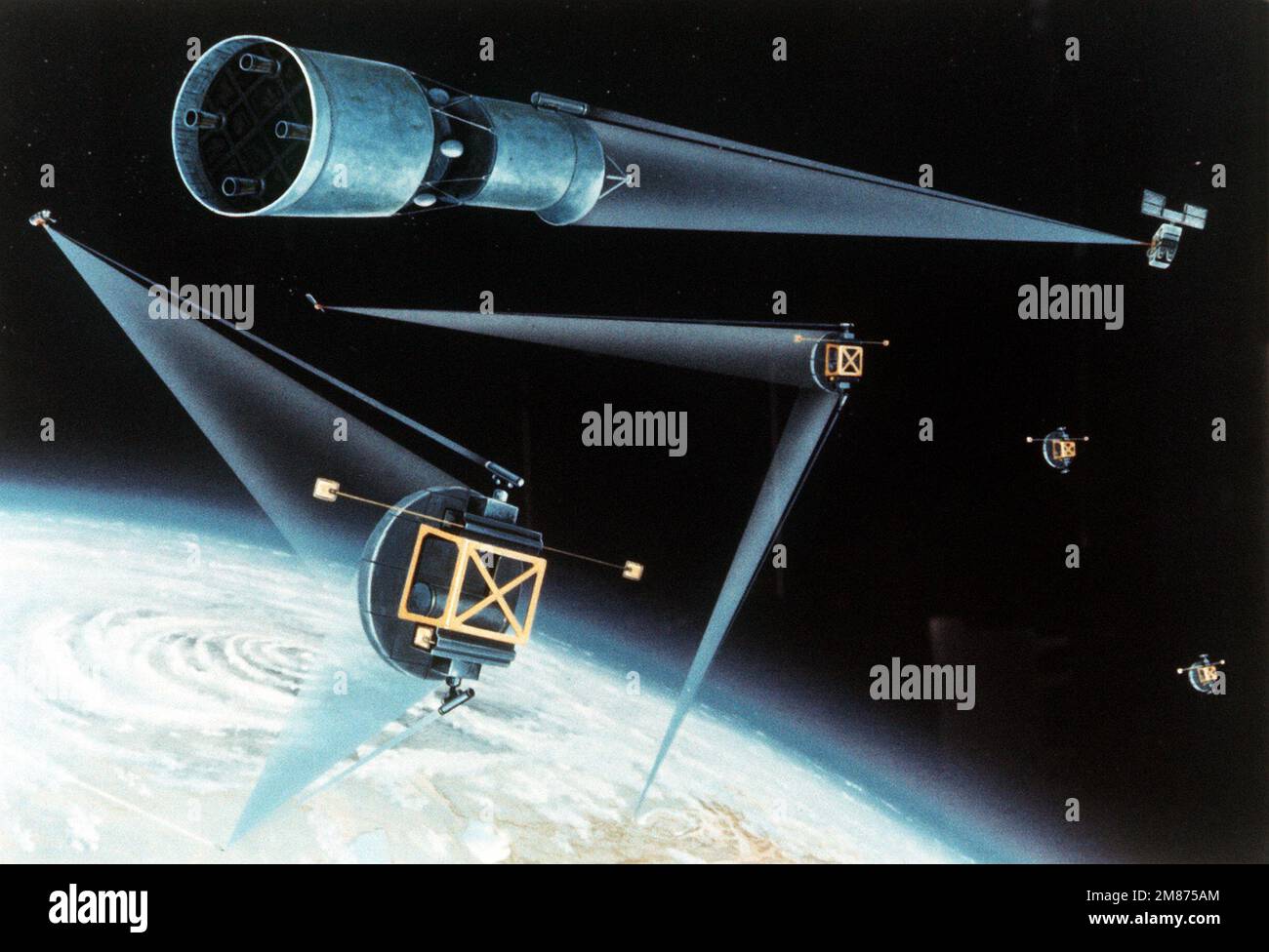 An artist's concept of Soviet land, air and space-based lasers. (Soviet ...