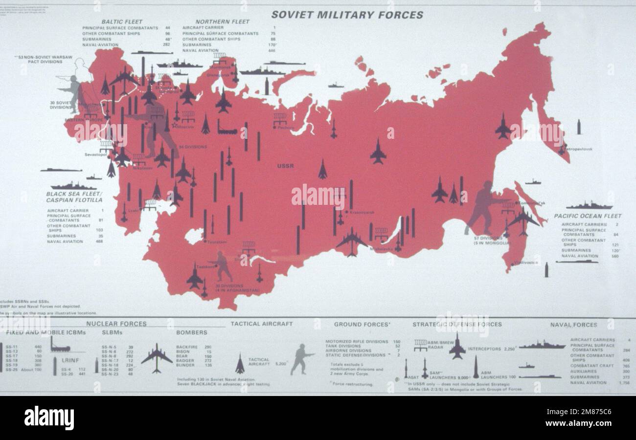 A map depicting deployment of Soviet military forces. Country: Unknown ...