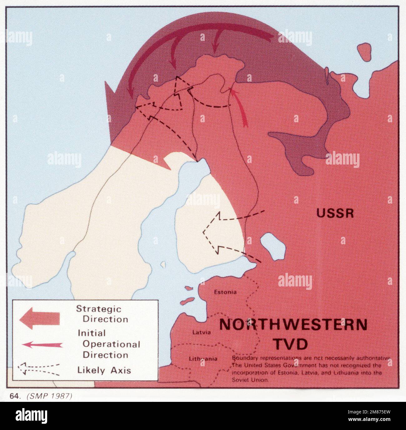 A map depicting likely Soviet strategic and operational routes in the ...