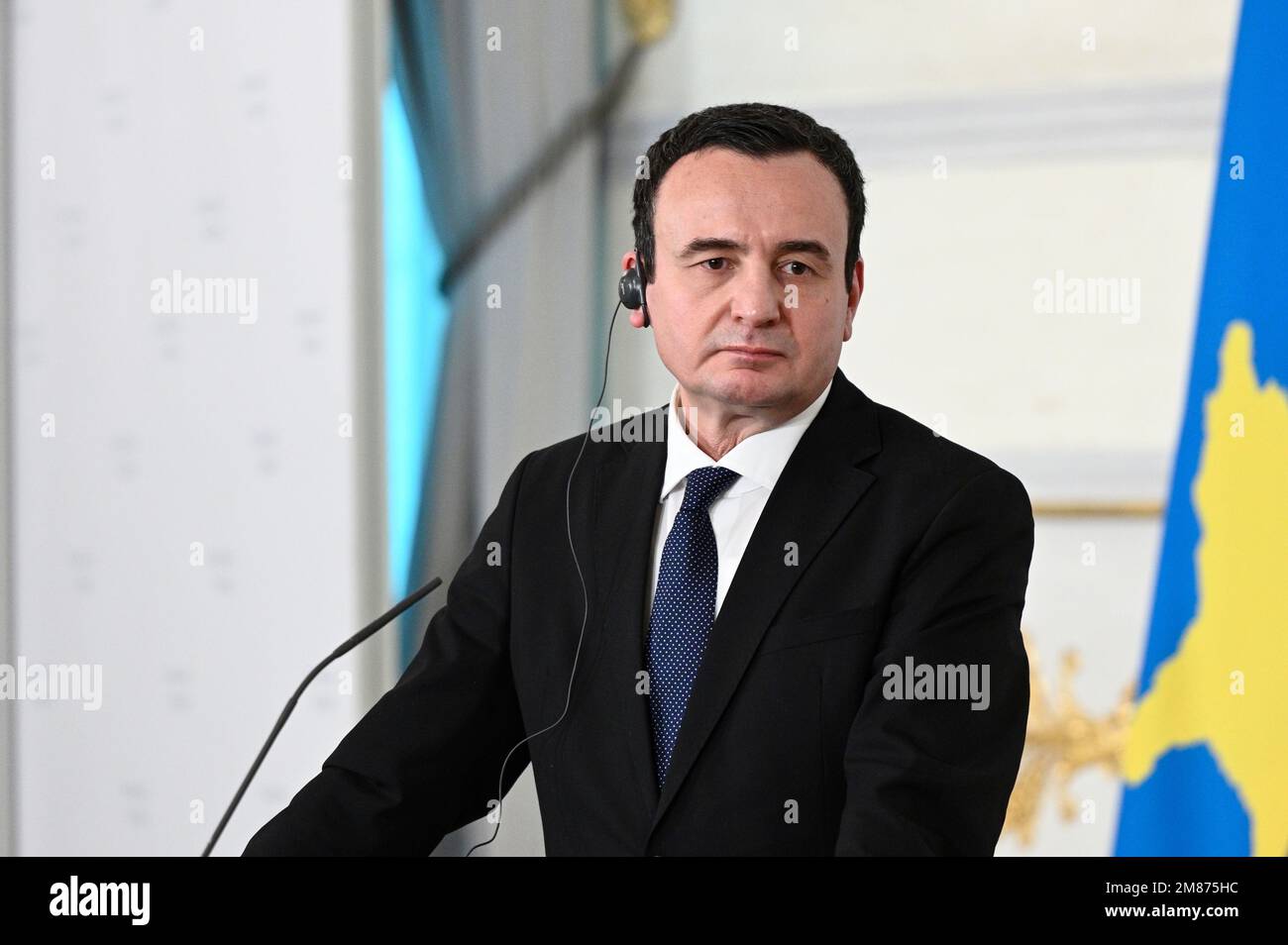 Vienna, Austria. 12th Jan, 2023. Presspoint in the Federal Chancellery ...