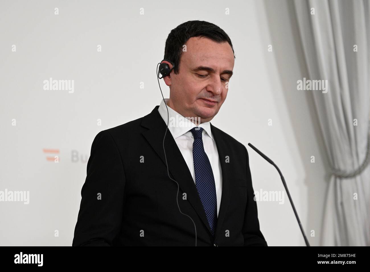Vienna, Austria. 12th Jan, 2023. Presspoint in the Federal Chancellery ...