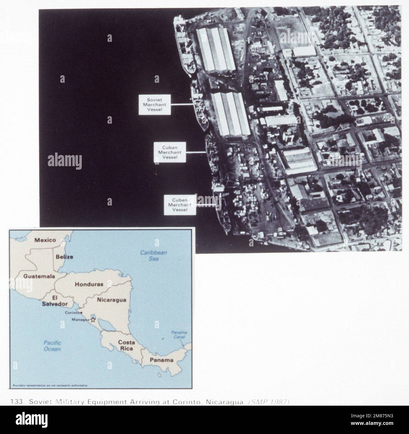 A high-altitude view and map of Soviet military equipment arriving at ...
