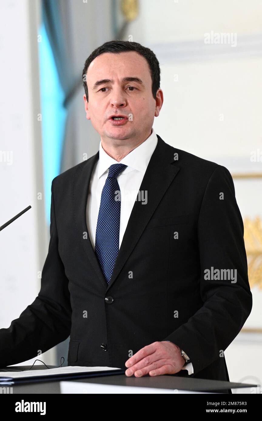Vienna, Austria. 12th Jan, 2023. Presspoint in the Federal Chancellery ...