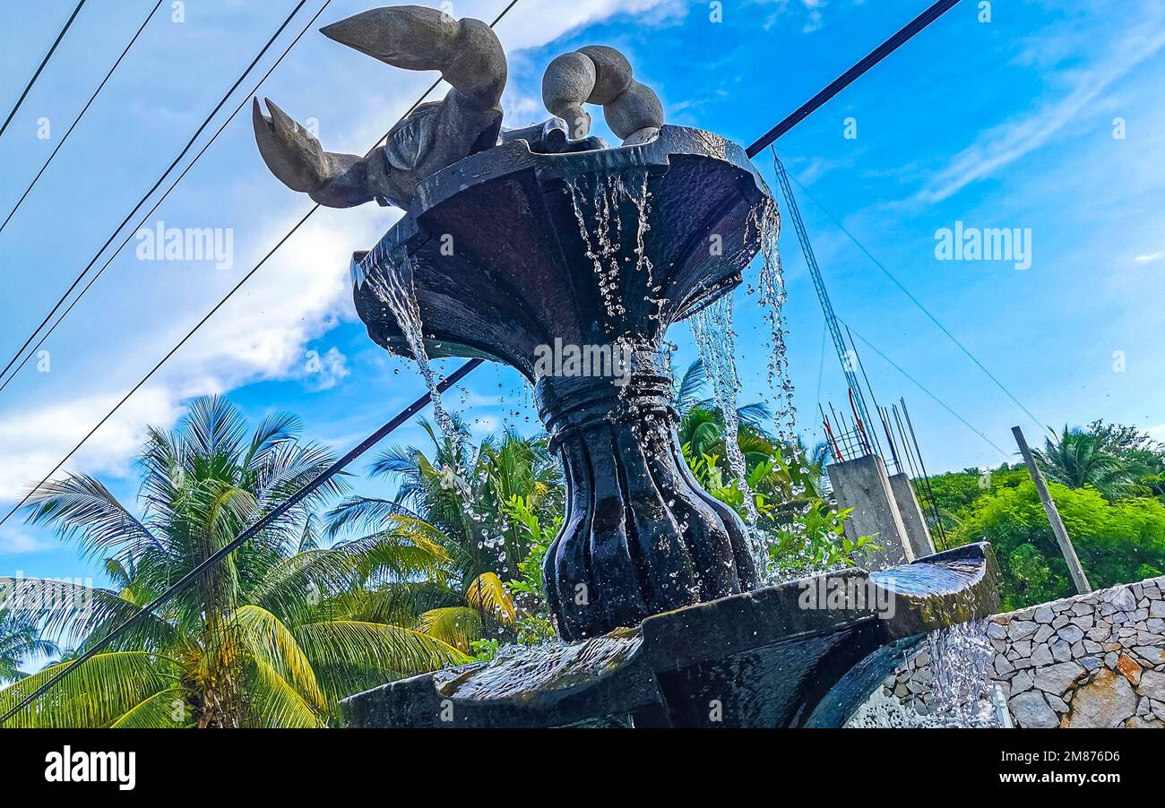 Fountain in the park with scorpion statue figure in Zicatela Puerto ...