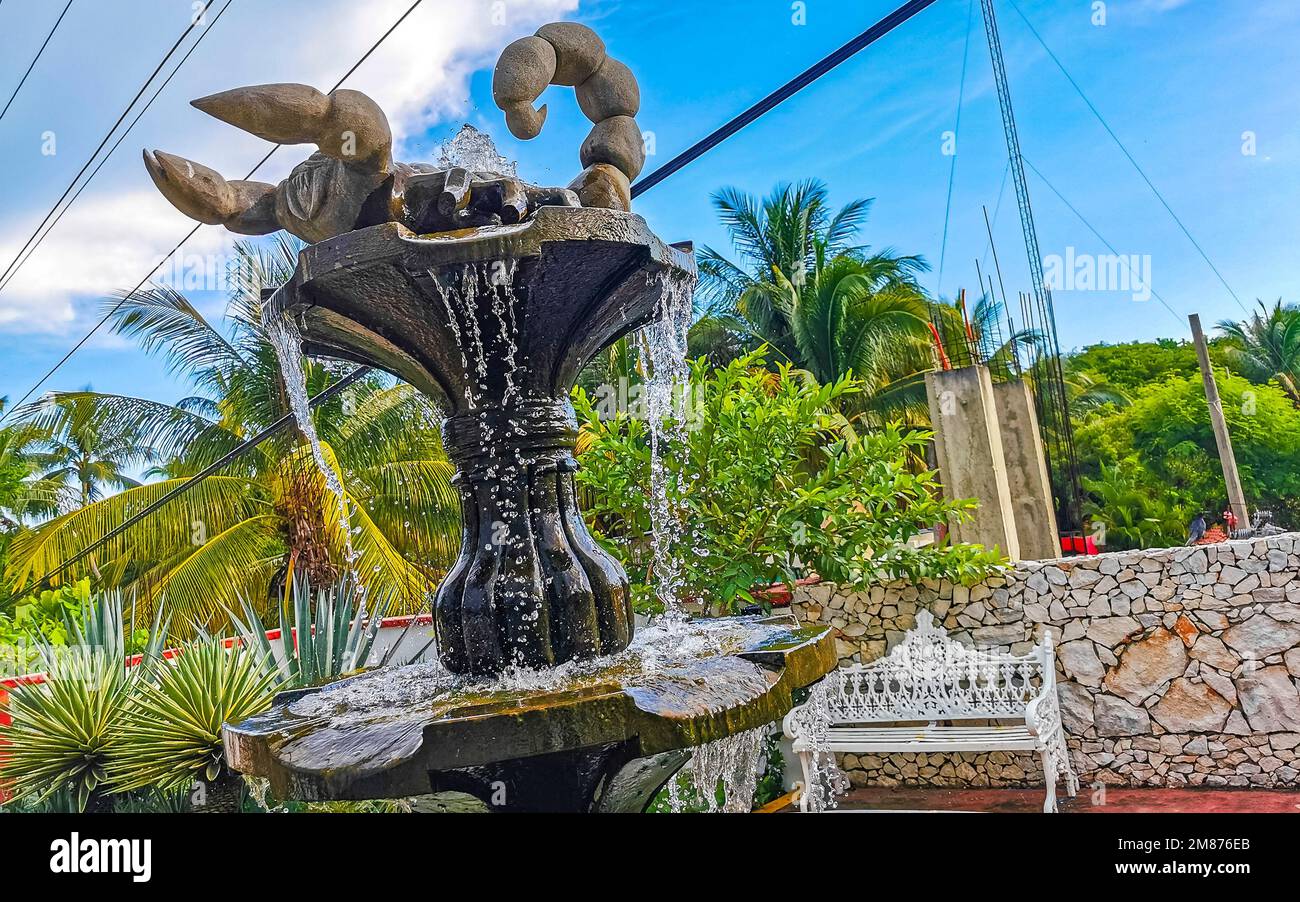 Fountain in the park with scorpion statue figure in Zicatela Puerto ...