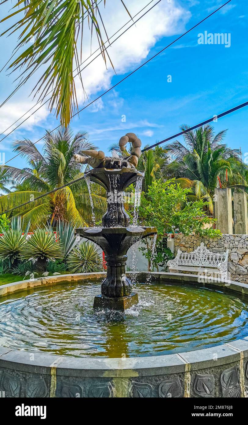 Fountain in the park with scorpion statue figure in Zicatela Puerto ...