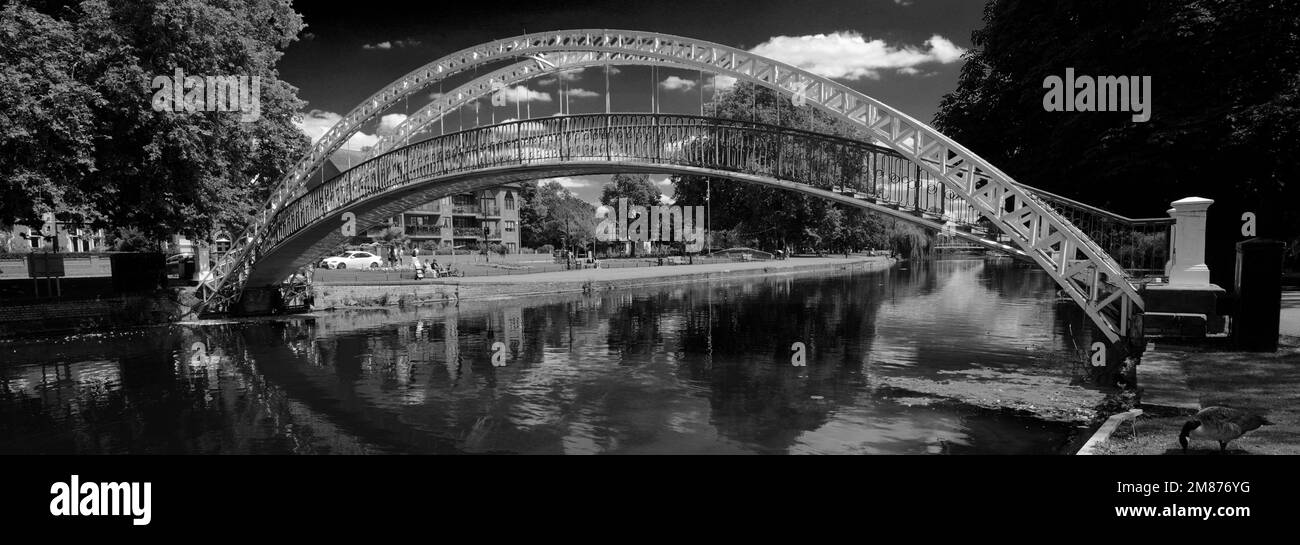 Bridge over the river Great Ouse embankment, Bedford town; Bedfordshire ...