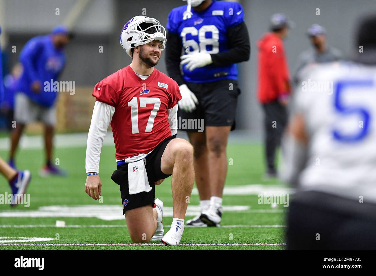Buffalo Bills quarterback Josh Allen (17) warms up during an NFL ...