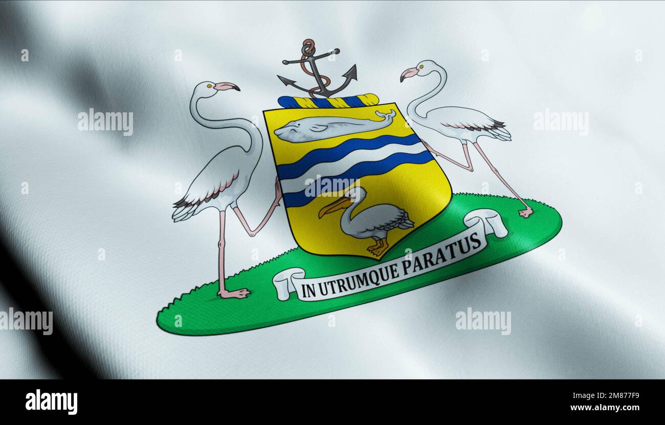 3D Illustration of a waving Montenegro city flag of Walvis Bay Stock ...