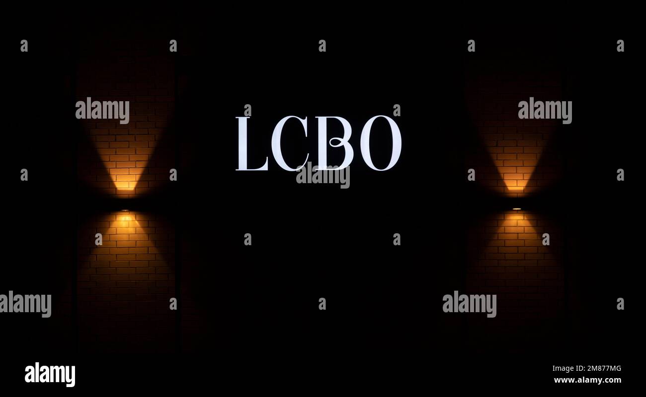 The LCBO logo is illuminated on the wall of a store Tuesday March 30 ...