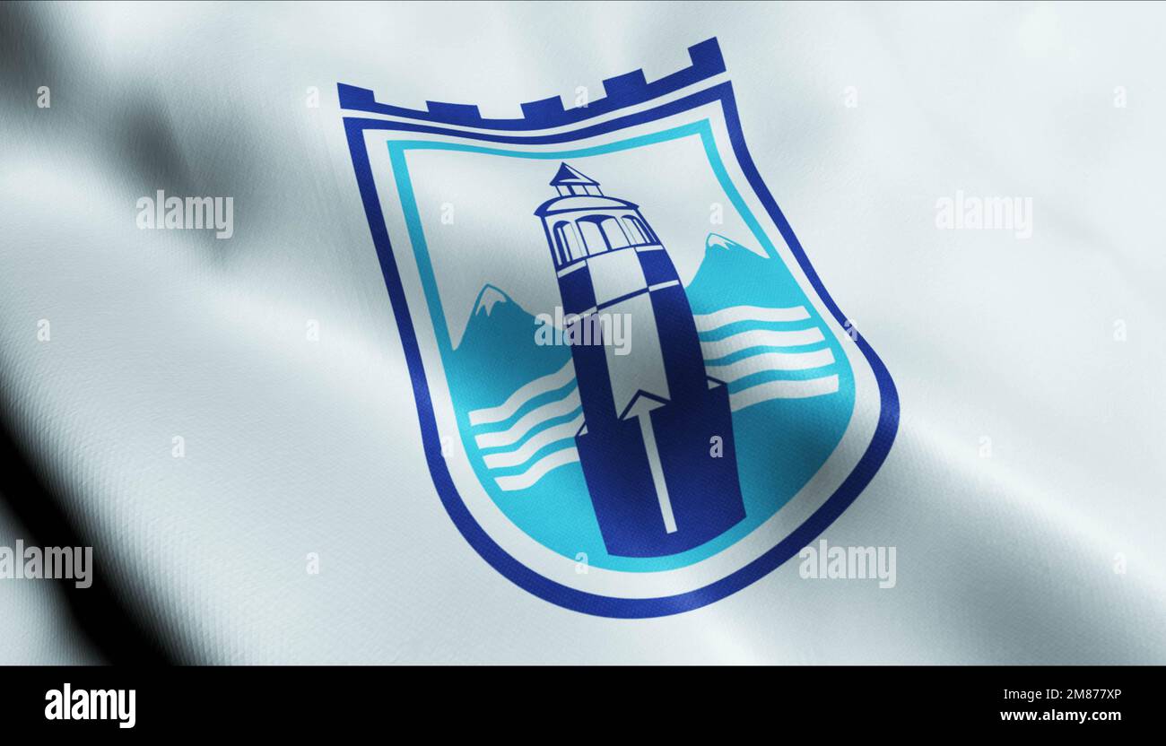 3D Illustration of a waving North Macedonia city flag of Gostivar Stock ...
