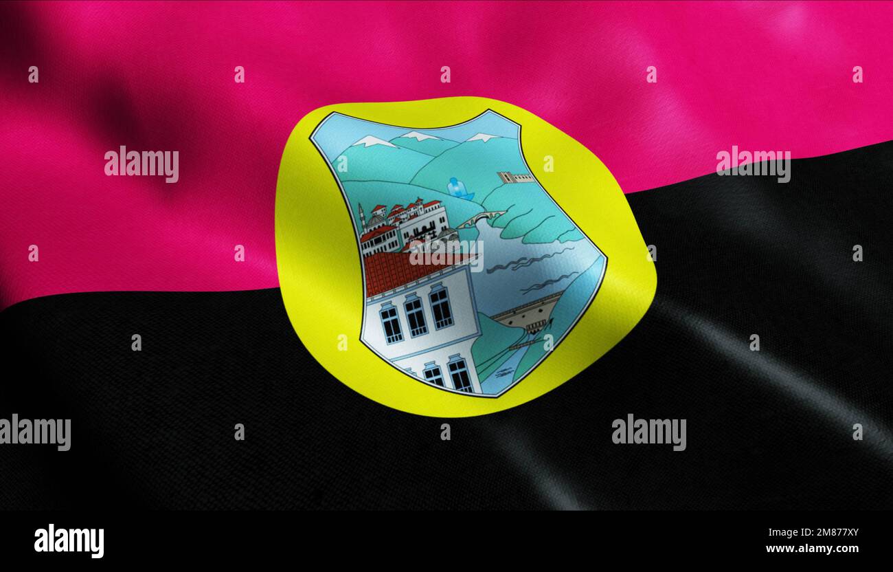 3D Illustration of a waving North Macedonia city flag of Debar Stock ...