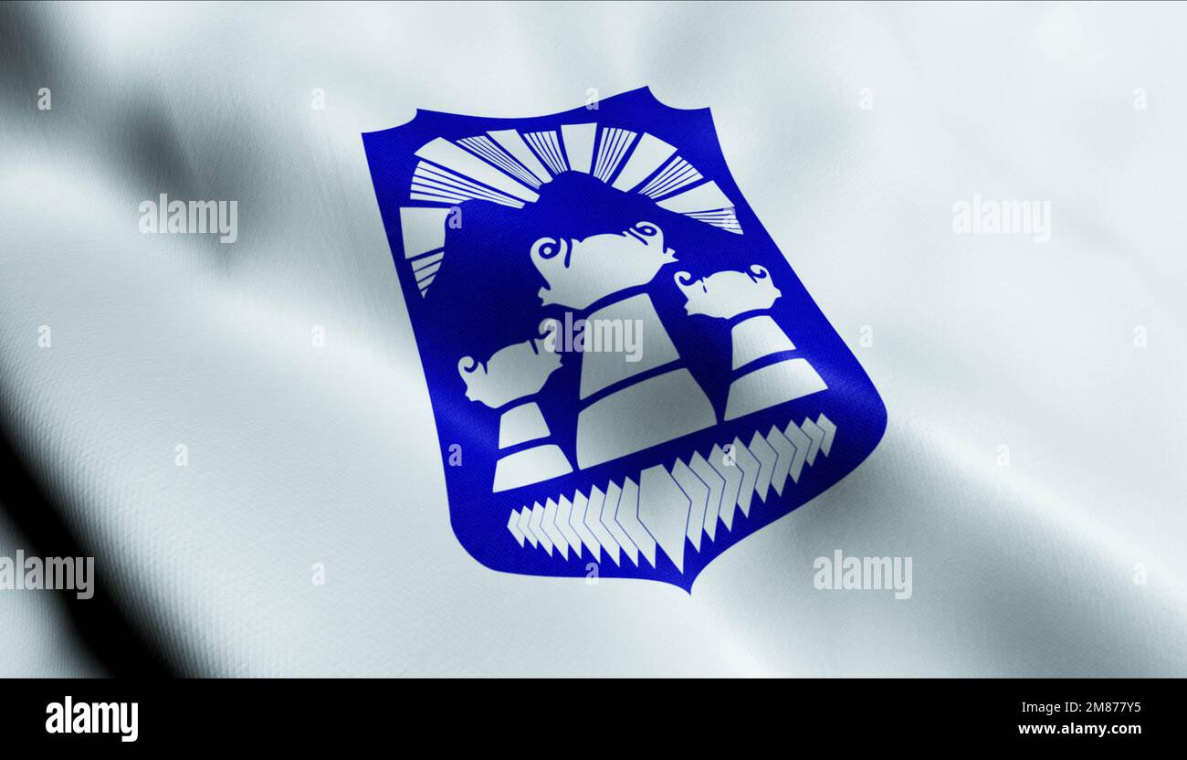 3D Illustration of a waving North Macedonia city flag of Prilep Stock ...