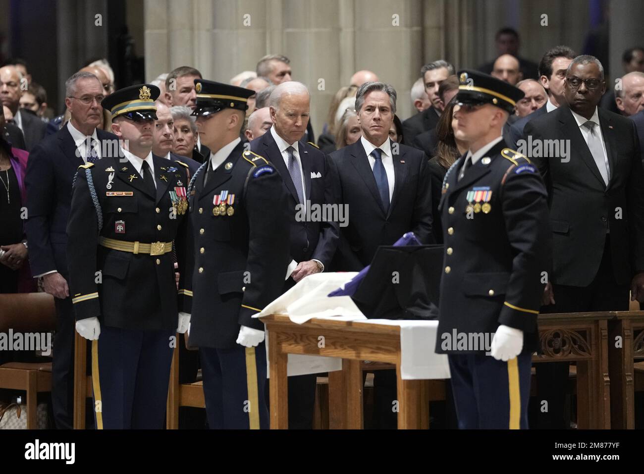 United States President Joe Biden attends a memorial service for former ...