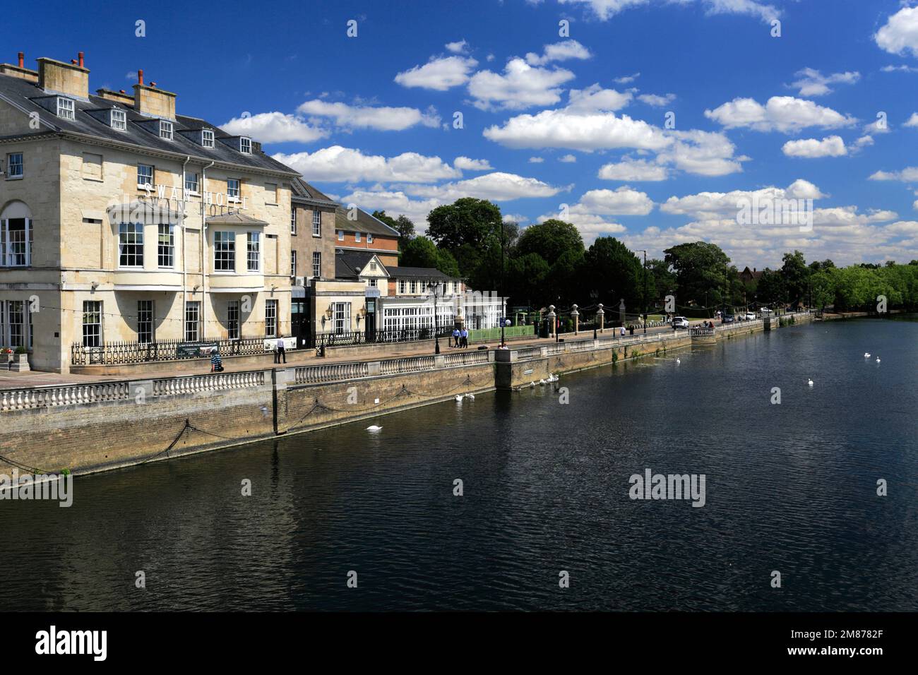 The Swan Hotel, river Great Ouse embankment, Bedford town; Bedfordshire ...