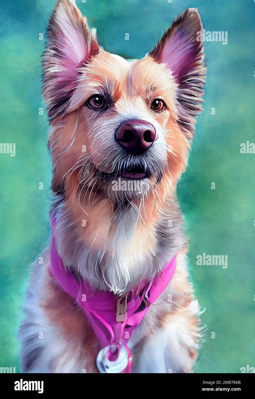 Funny adorable portrait headshot of cute doggy. Berger Picard dog breed ...