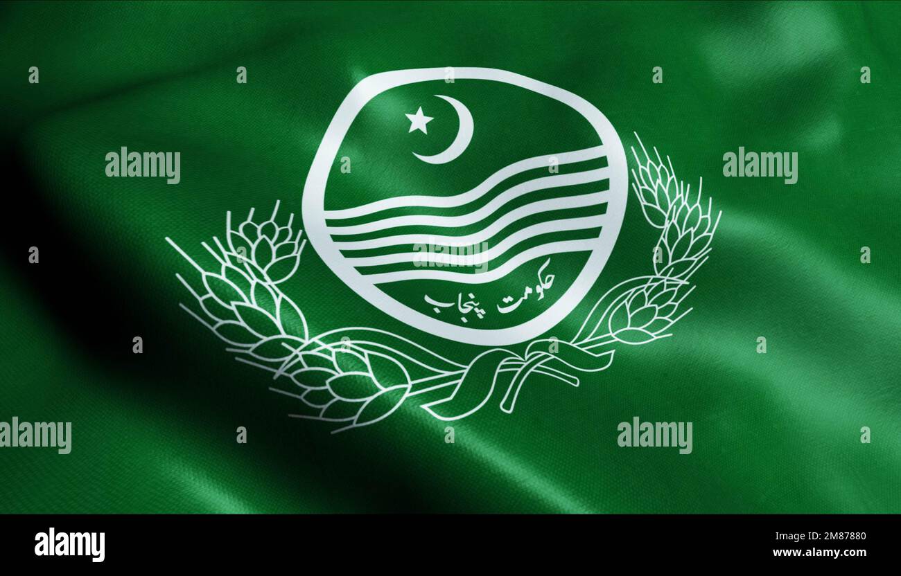 3D Illustration of a waving Pakistan province flag of PunjabPunjab ...